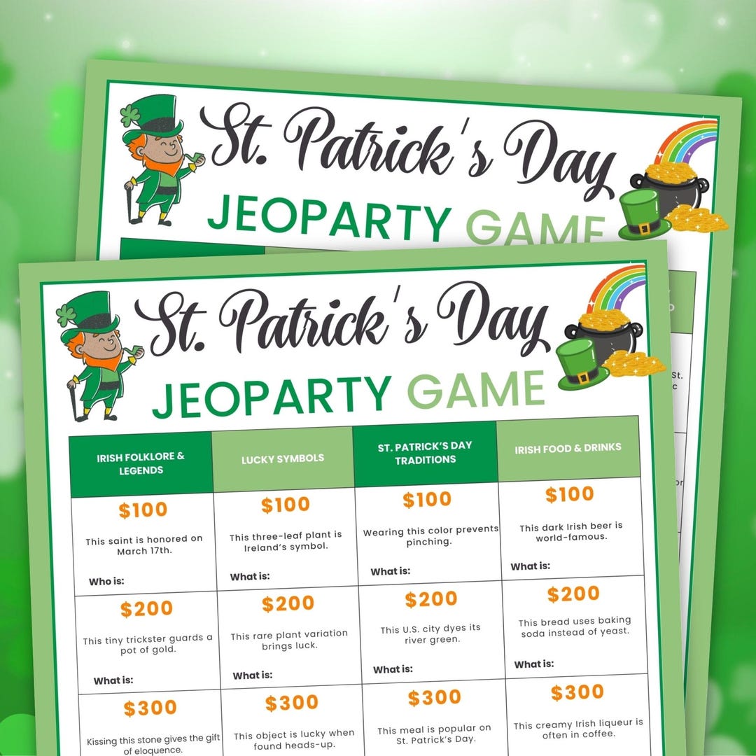 St Patricks Day Jeopardy, St Patricks Day Game. Patricks Day Trivia ...