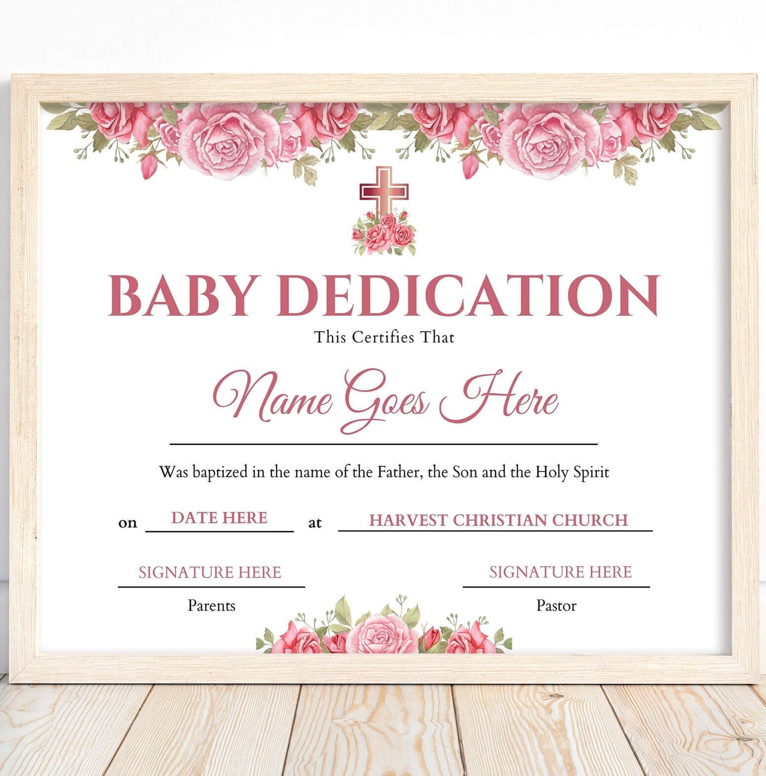 Baby Dedication Certificate Template, Child Dedication, Editable ...