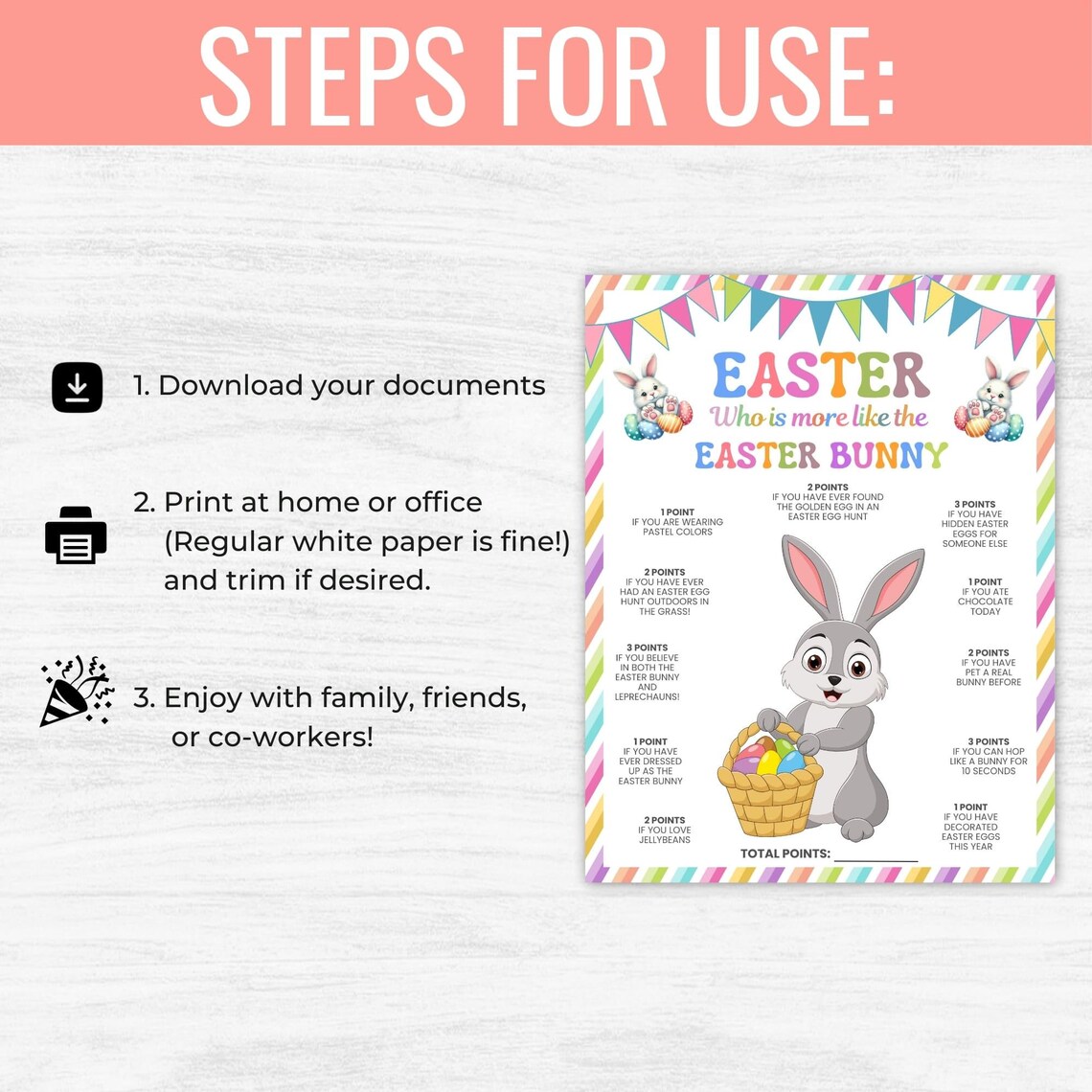 Easter Bunny Game | Printable Party Activity (instant Download) - Etsy