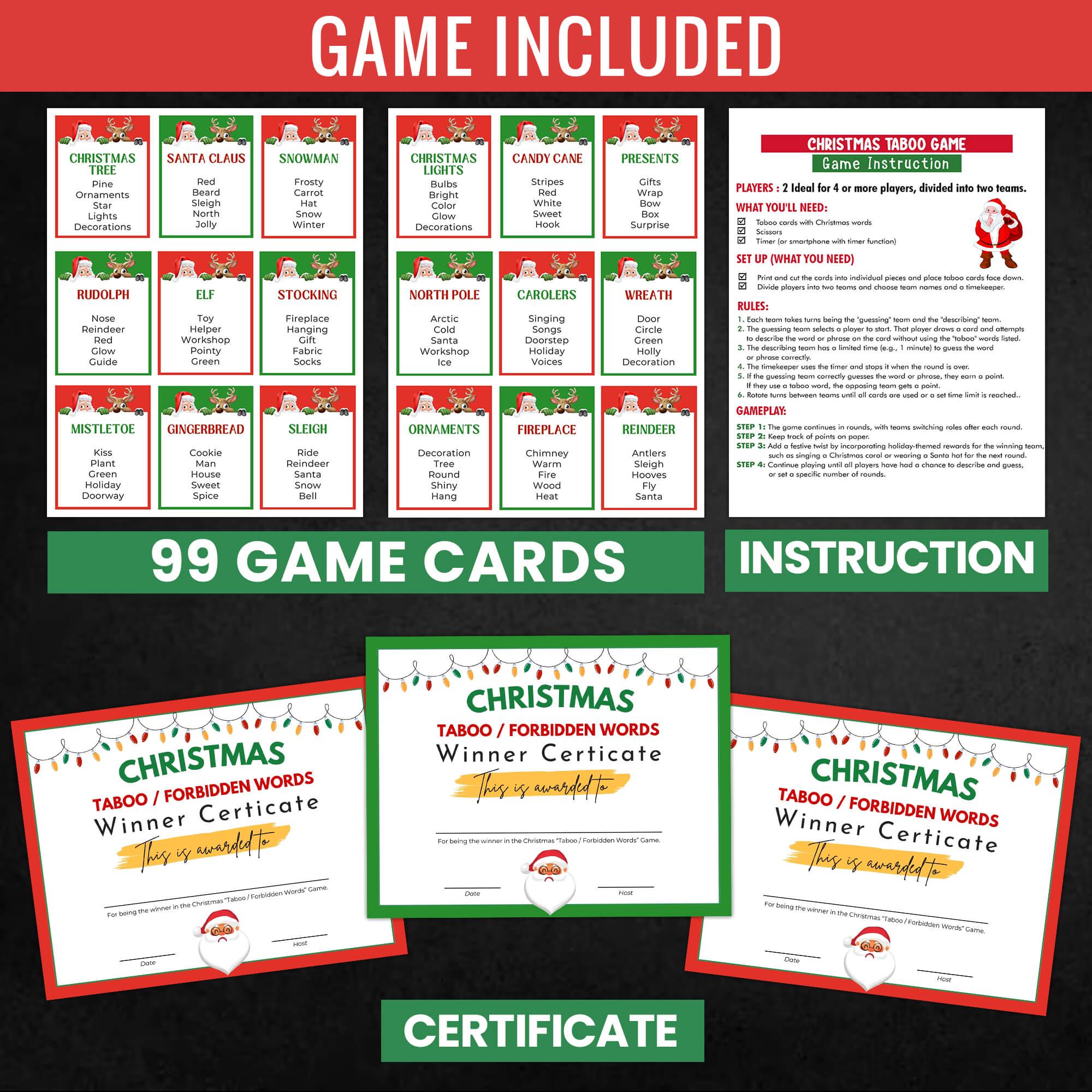 Christmas Taboo Game | Christmas Party Game | Don't Say | Forbidden ...
