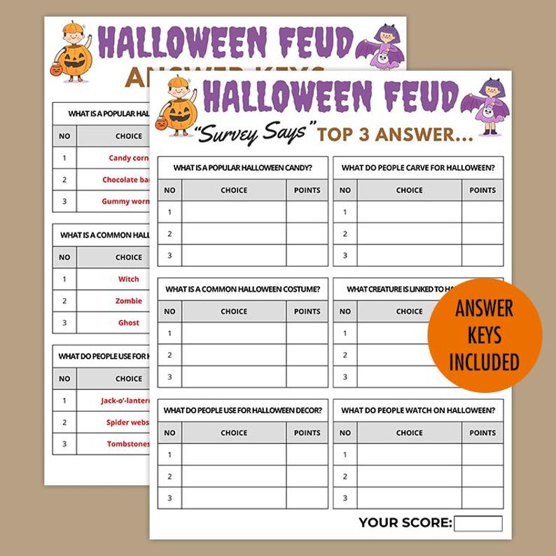 Halloween Feud Game | Printable Family Game Night (PDF) - Etsy