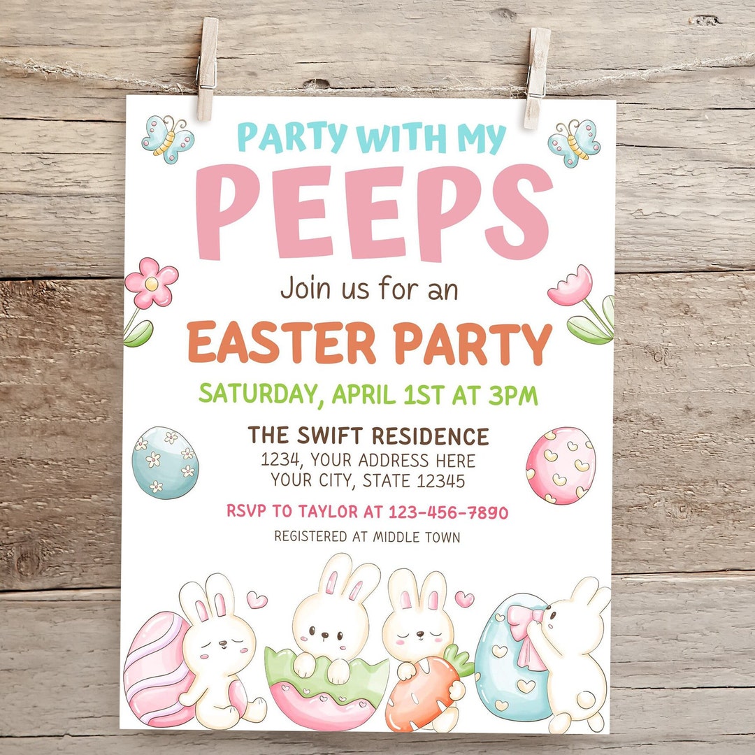 Editable Easter Invite Easter Egg Hunt Invitation Party With My Peeps ...