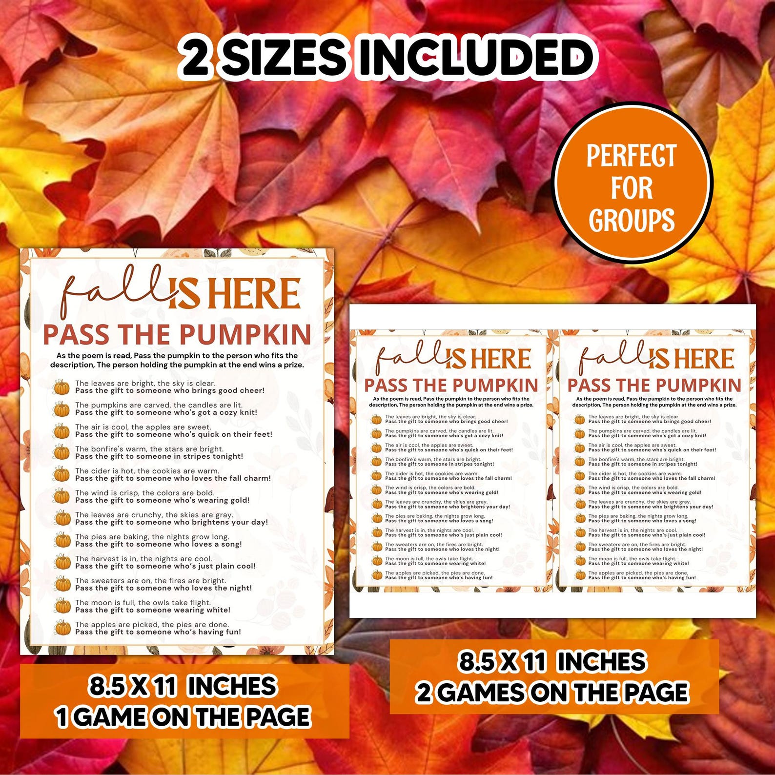 Fall Pass the Pumpkin Game | Printable Autumn Games | Fall Time ...
