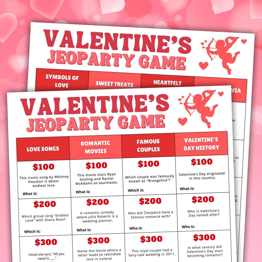 Printable Valentines Jeopardy Game, Galentines Day Games, Galentines ...