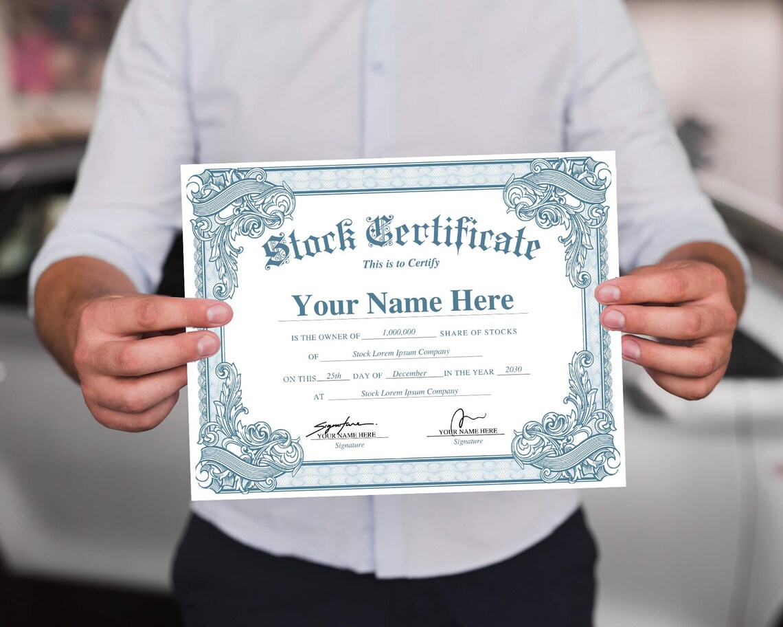 Elegant Stock Certificate Template Editable and Customizable - Etsy