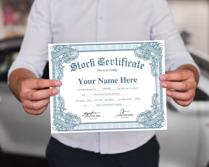 Elegant Stock Certificate Template Editable and Customizable - Etsy