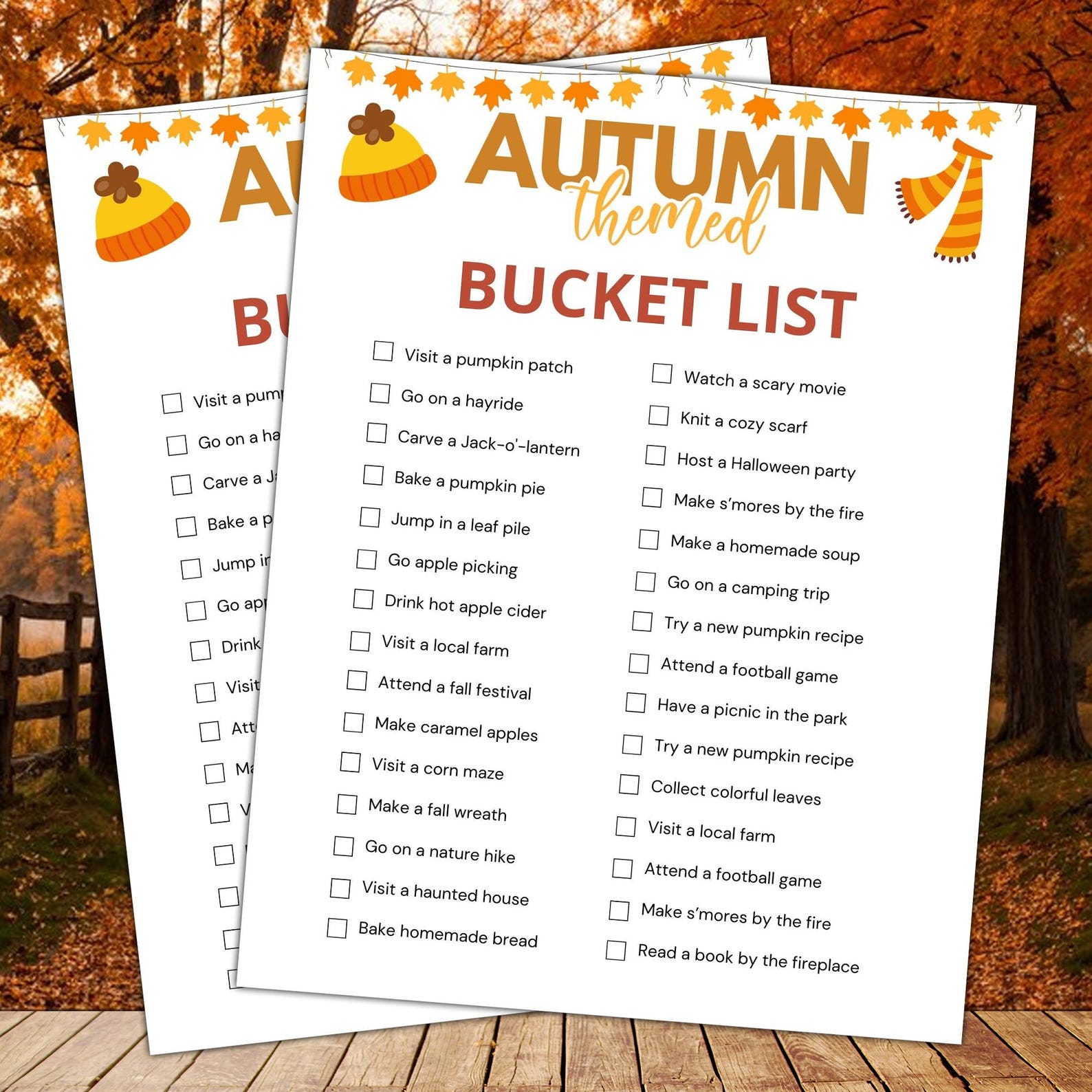 Autumn Bucket List Printable, Fall Bucket List Template, Editable Fall ...
