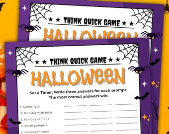 Halloween Think Fast Game Printble | Halloween Think Quick | Halloween ...