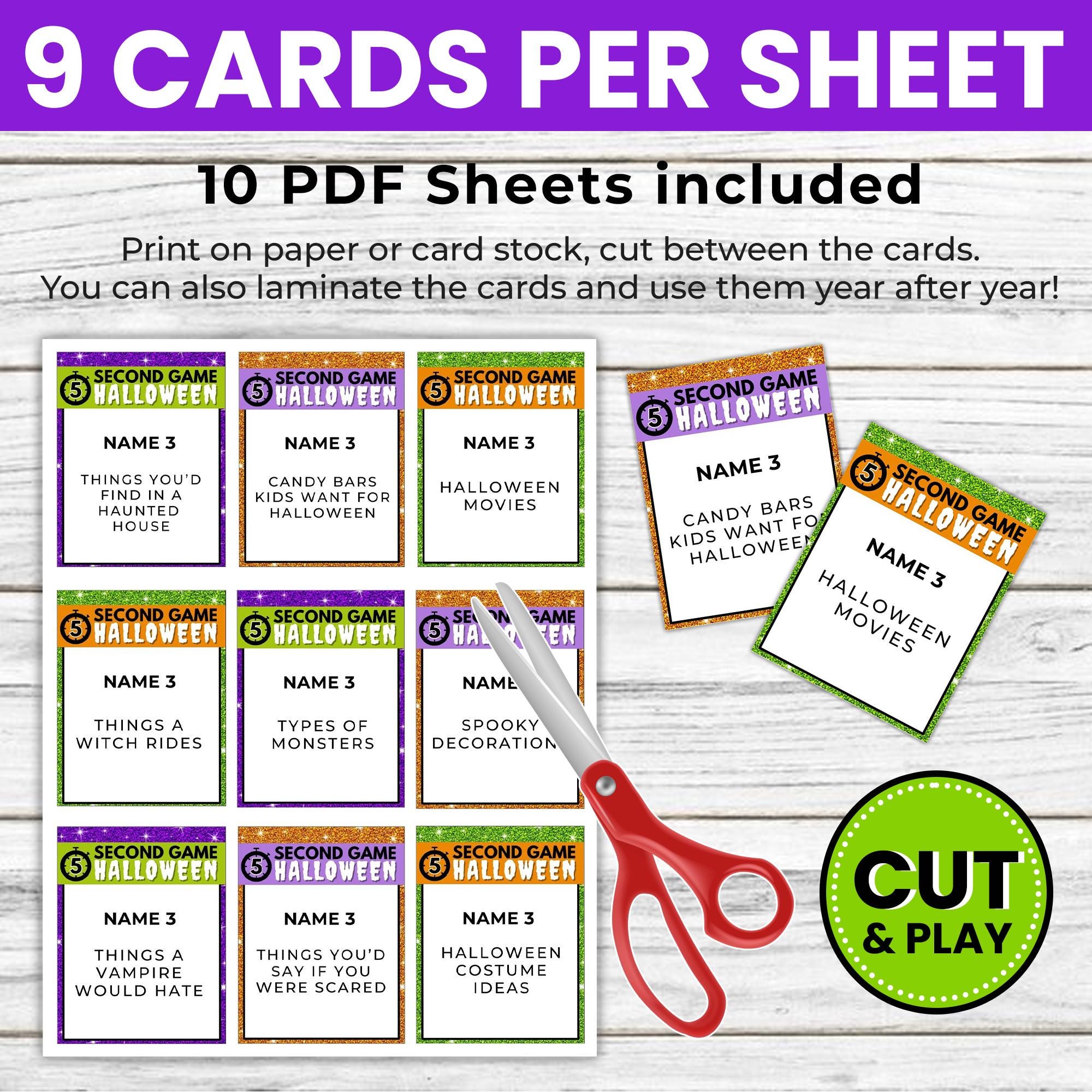 Halloween 5 Second Game | Printable Halloween Game | Halloween Activity ...