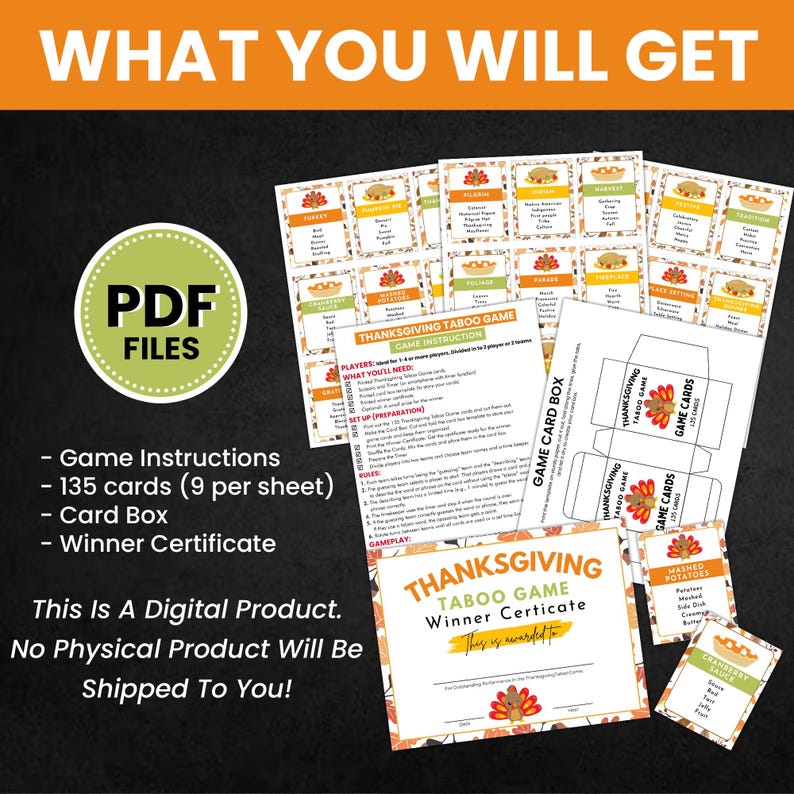 Thanksgiving Forbidden Words | Printable Thanksgiving Game ...