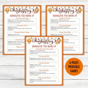 Thanksgiving Minute to Win It Games, Printable Thanksgiving Party Game ...