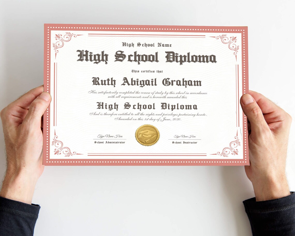 Editable Homeschool Diploma Template, Ged Highschool Custom Diploma ...