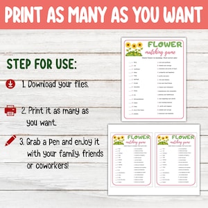 Spring Flower Matching Printable Game | Fun Spring Party Games | Spring ...