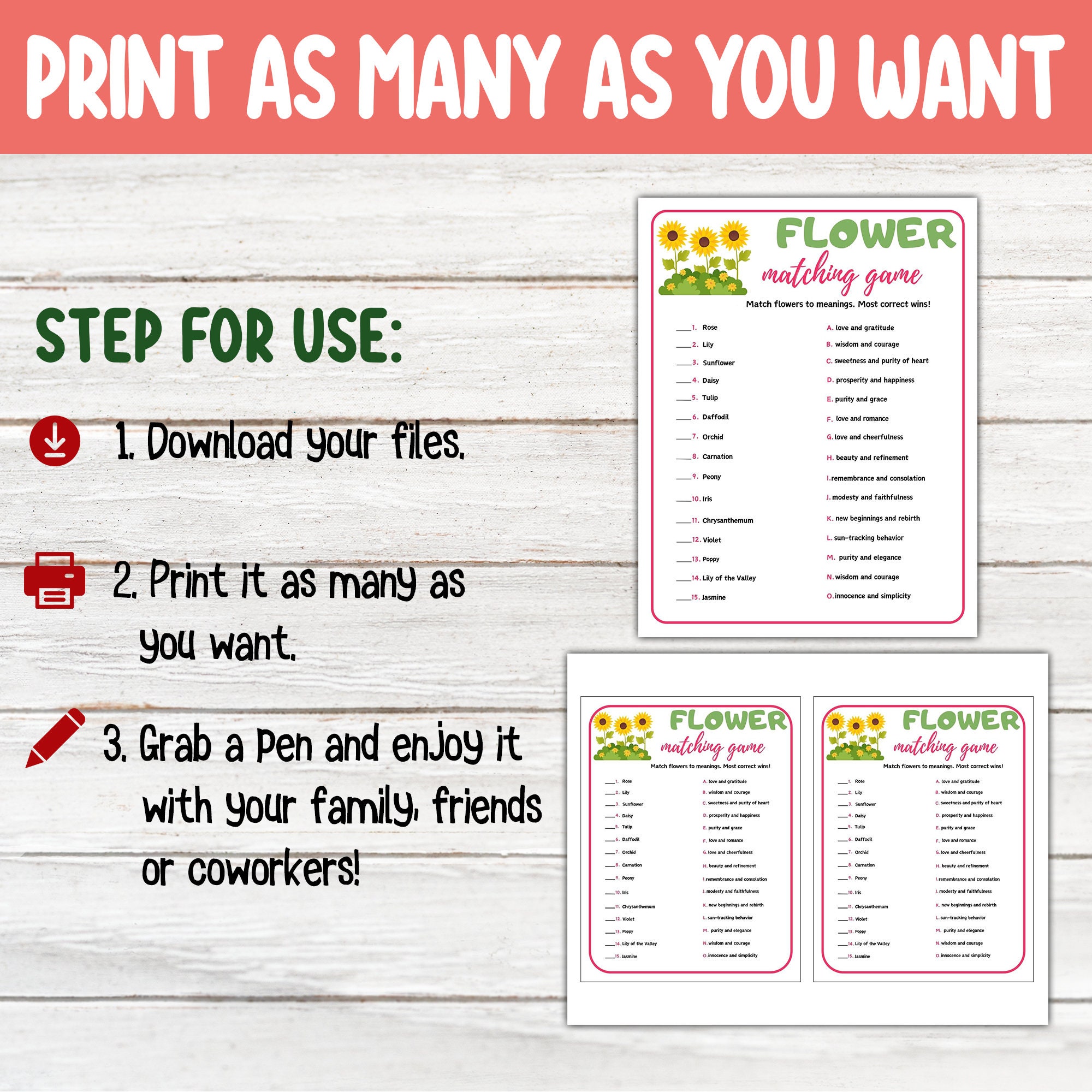 Spring Flower Matching Printable Game | Fun Spring Party Games | Spring ...