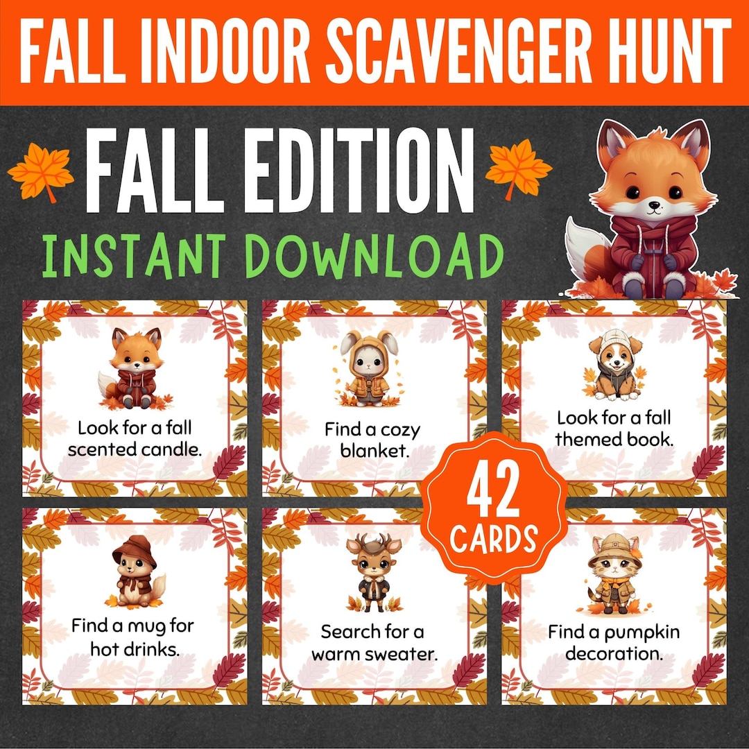 Fall Indoor Scavenger Hunt | Printable PDF | Kids, Teens, Adults - Etsy