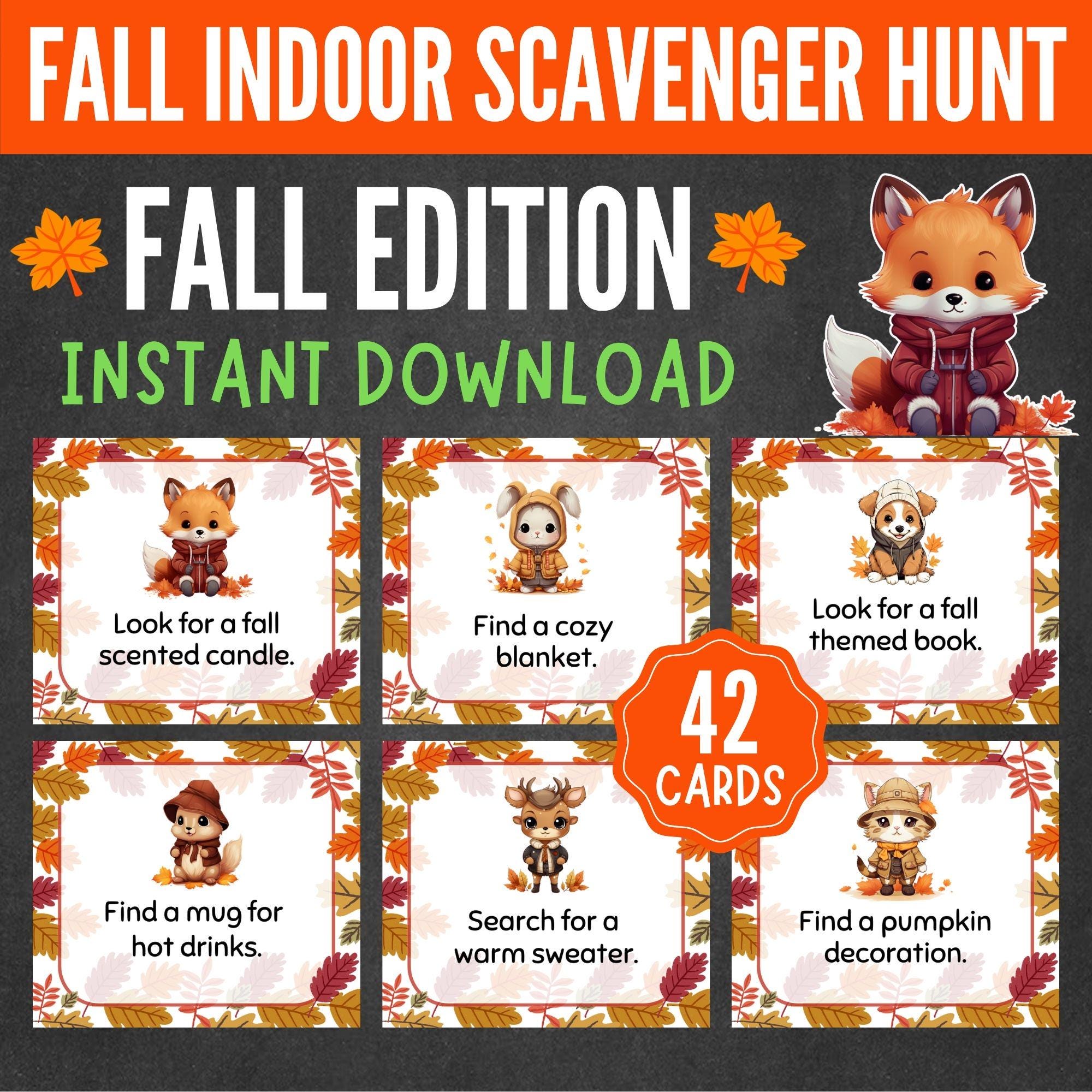 Fall Indoor Scavenger Hunt | Printable PDF | Kids, Teens, Adults - Etsy