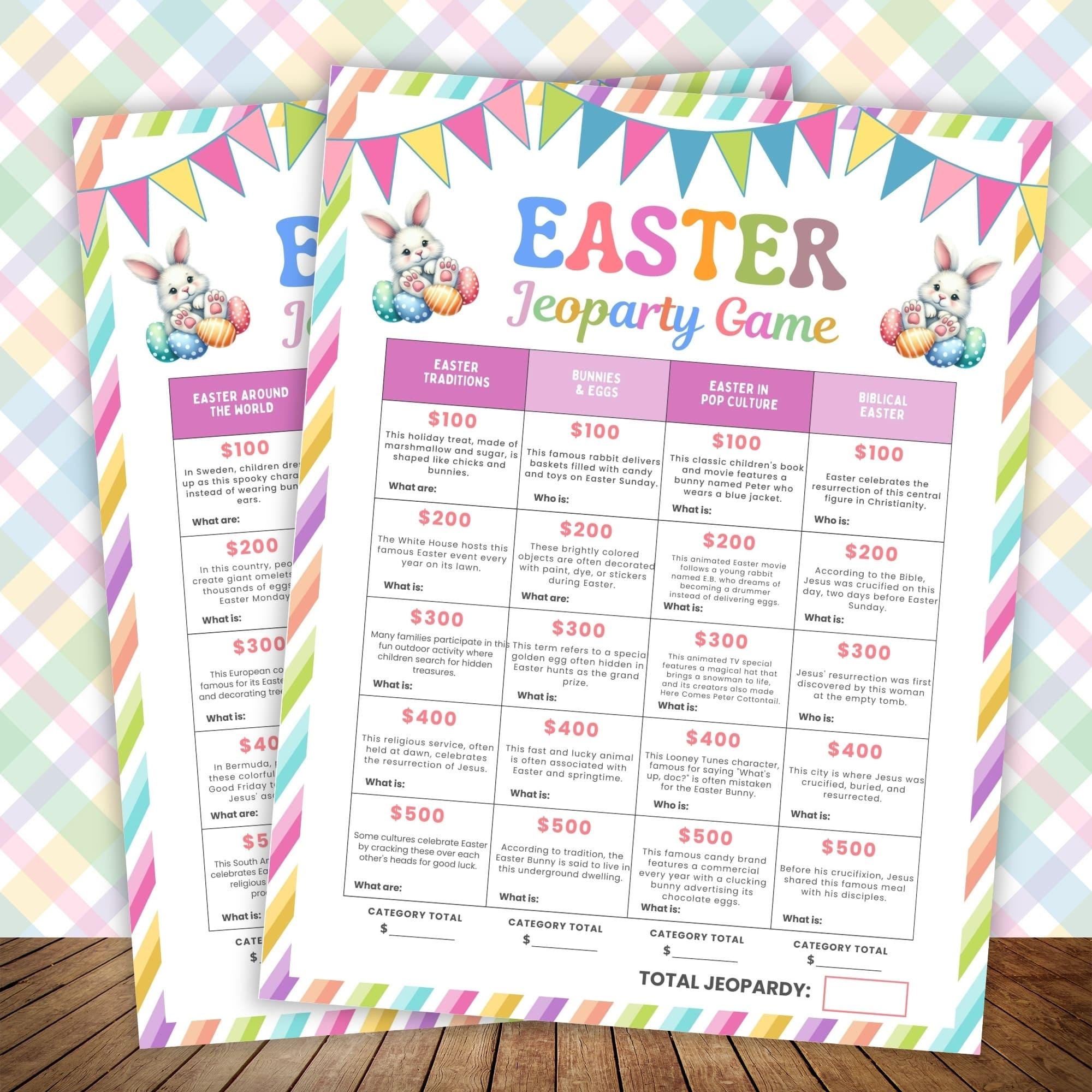 Printable Easter Jeopardy Game, Family Trivia (PDF) - Etsy