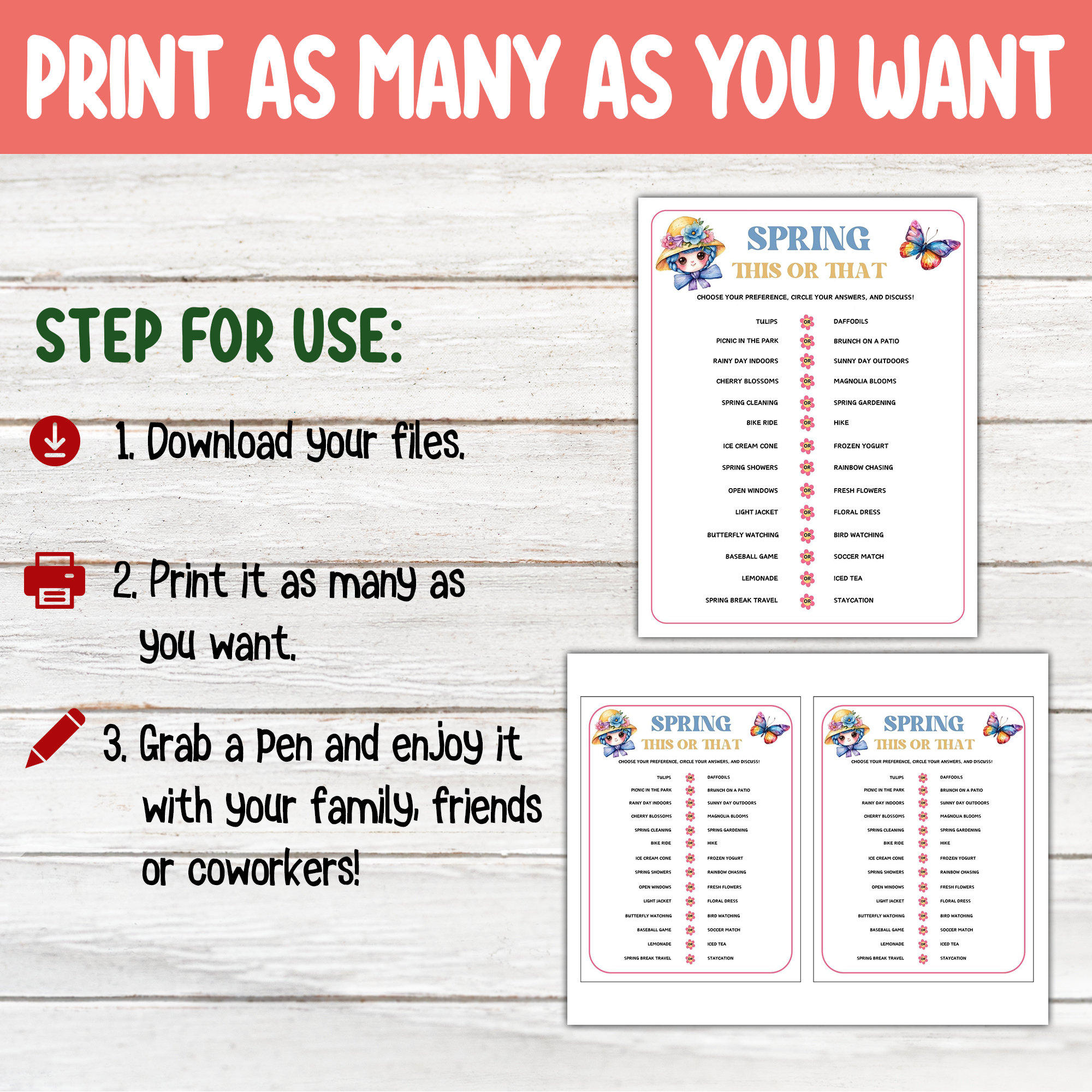 Spring This or That Printable Springtime Games Party Games Spring ...