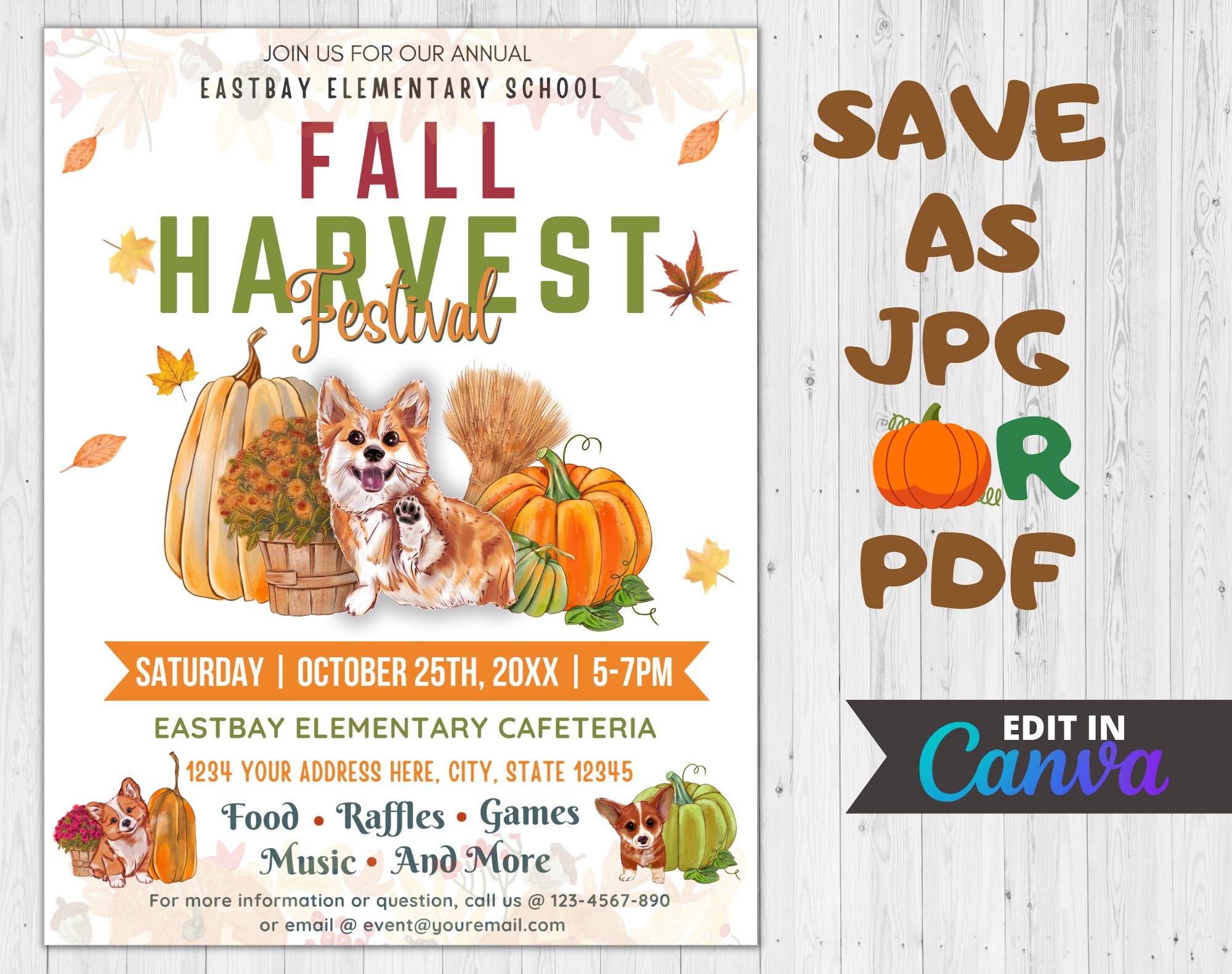 Fall Harvest Flyer Editable, Fall Festival Flyer, Fall Festival ...