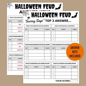 Halloween Friendly Feud Game, Printable Party Game (digital Download ...