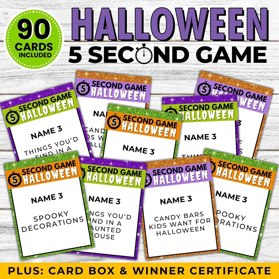 Halloween 5 Second Game | Printable Halloween Game | Halloween Activity ...