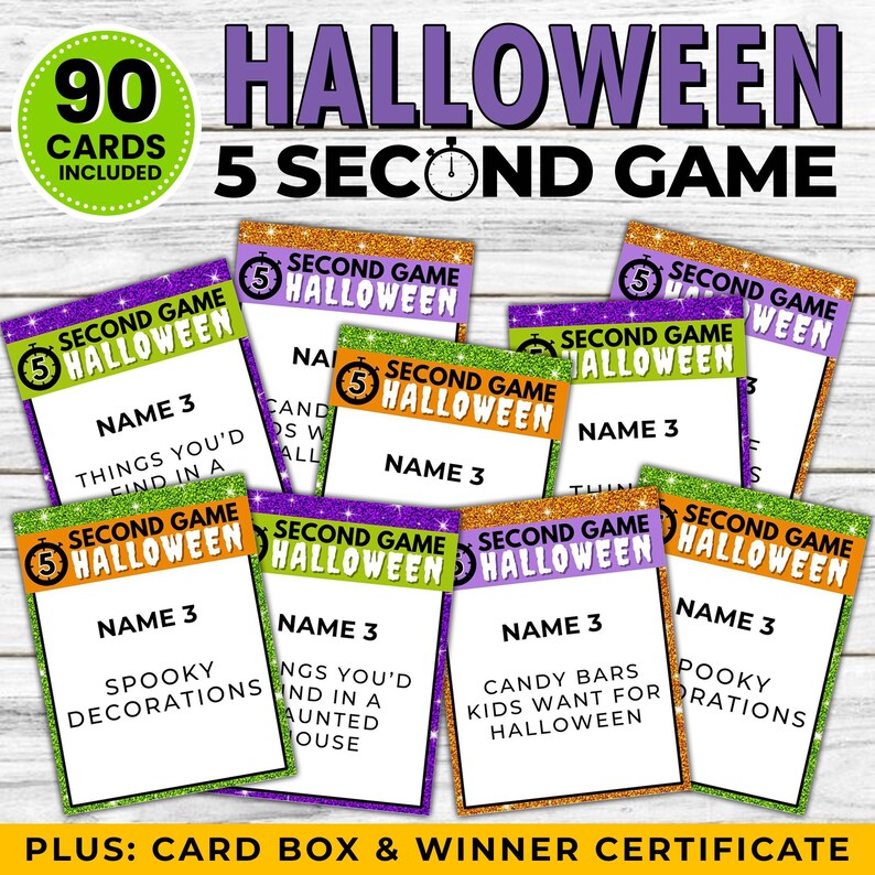 Halloween 5 Second Game | Printable Halloween Game | Halloween Activity ...