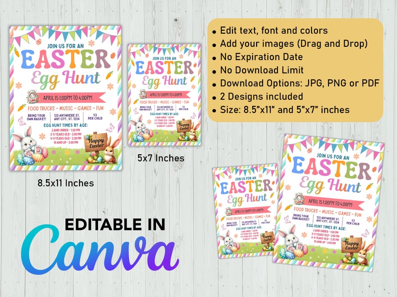 Editable Easter Egg Hunt Flyer Template, Printable Easter Egg Hunt ...