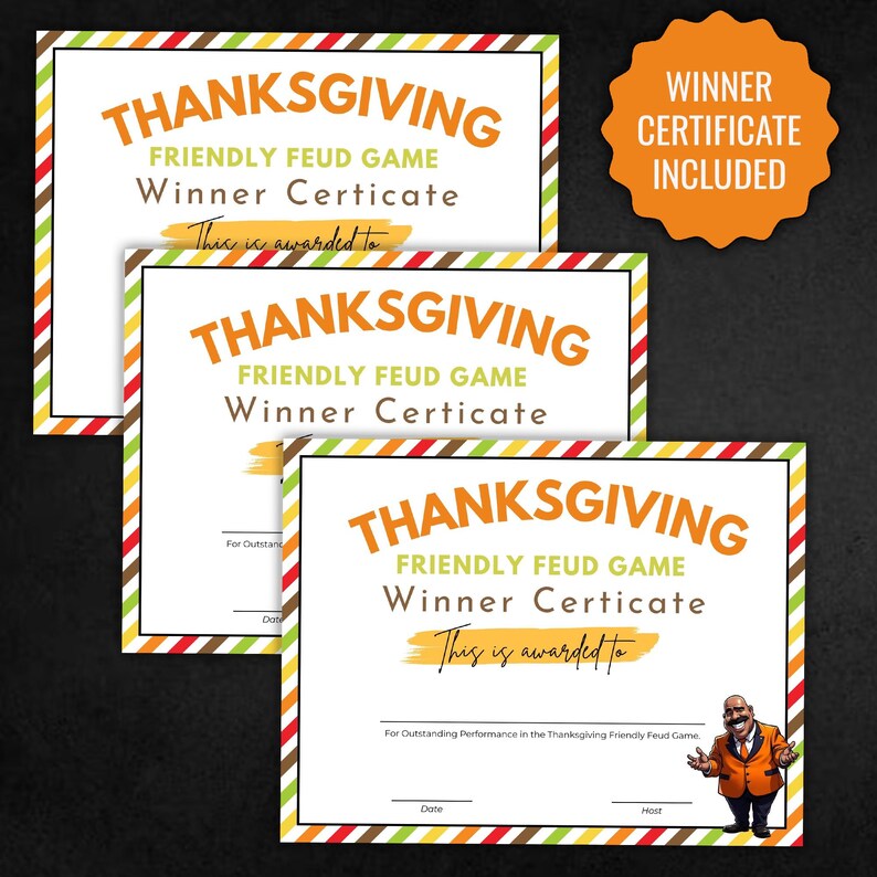 Thanksgiving Friendly Feud Printable Game, Thanksgiving Game ...