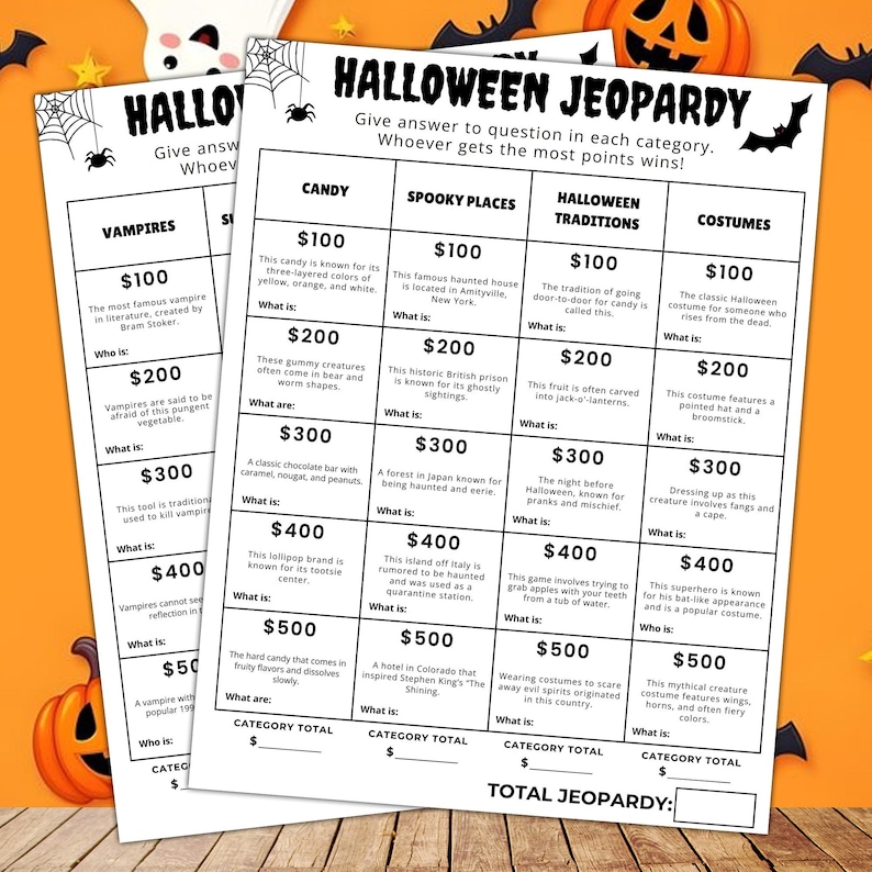 Halloween Jeopardy Game, Halloween Trivia Game, Halloween Icebreaker ...