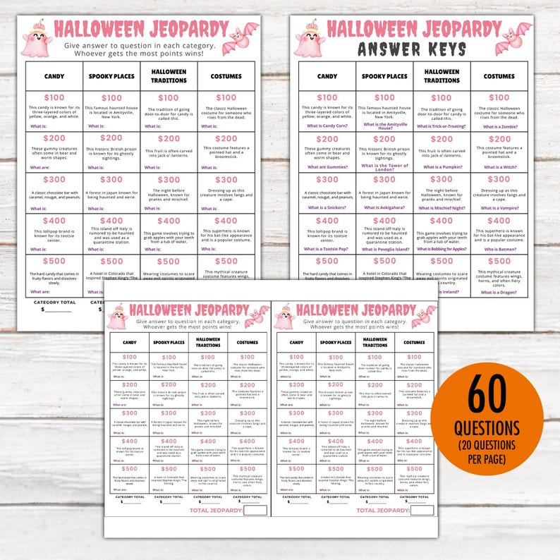 Halloween Jeoparty Game | Halloween Family Game | Printable Halloween ...