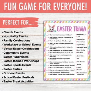 Printable Easter Trivia Game, Easter Party Games, Easter Trivia Games ...