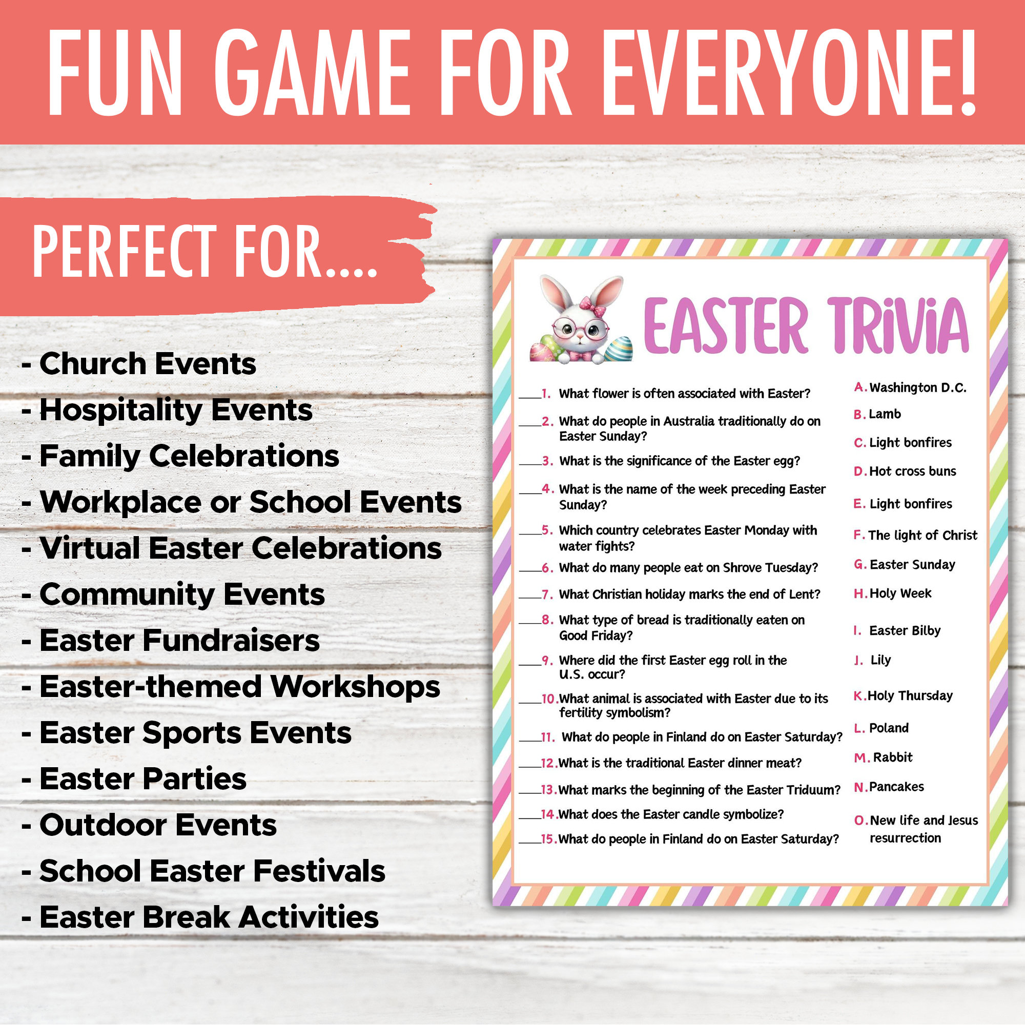 Printable Easter Trivia Game, Easter Party Games, Easter Trivia Games ...