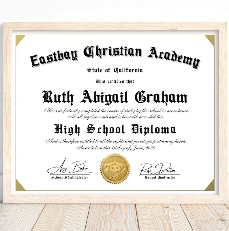 Editable High School Diploma Template, General Equivalency Diploma ...