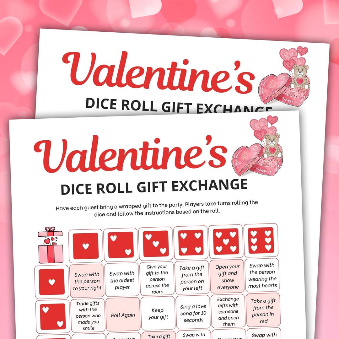 Valentines Dice Roll Gift Exchange Game (printable) - Etsy