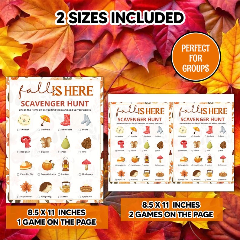 Fall Scavenger Hunt Activity for Kids & Adults Fall Activity Fall for ...