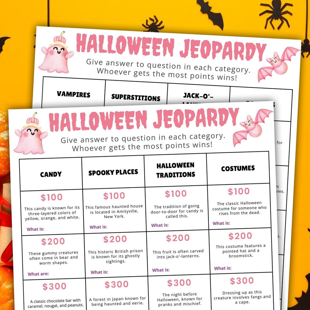 Halloween Jeoparty Game | Halloween Family Game | Printable Halloween ...