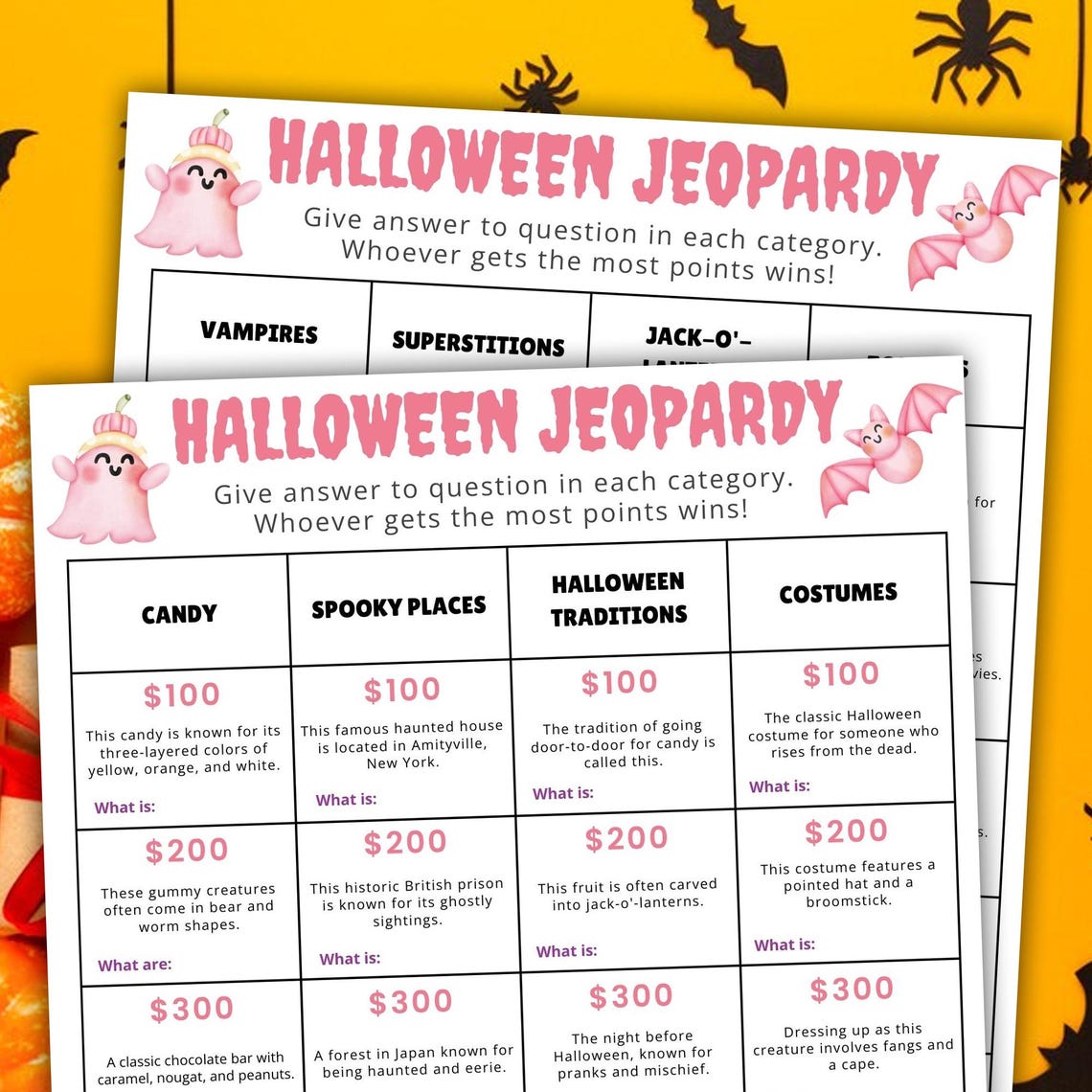 Halloween Jeoparty Game | Family Trivia (printable) - Etsy