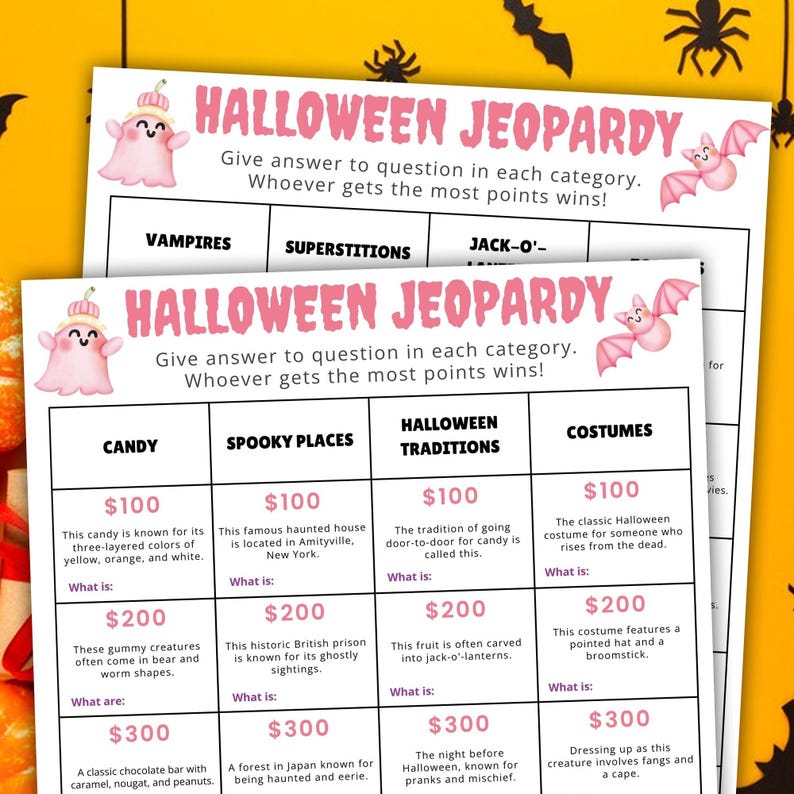 Halloween Jeoparty Game | Halloween Family Game | Printable Halloween ...