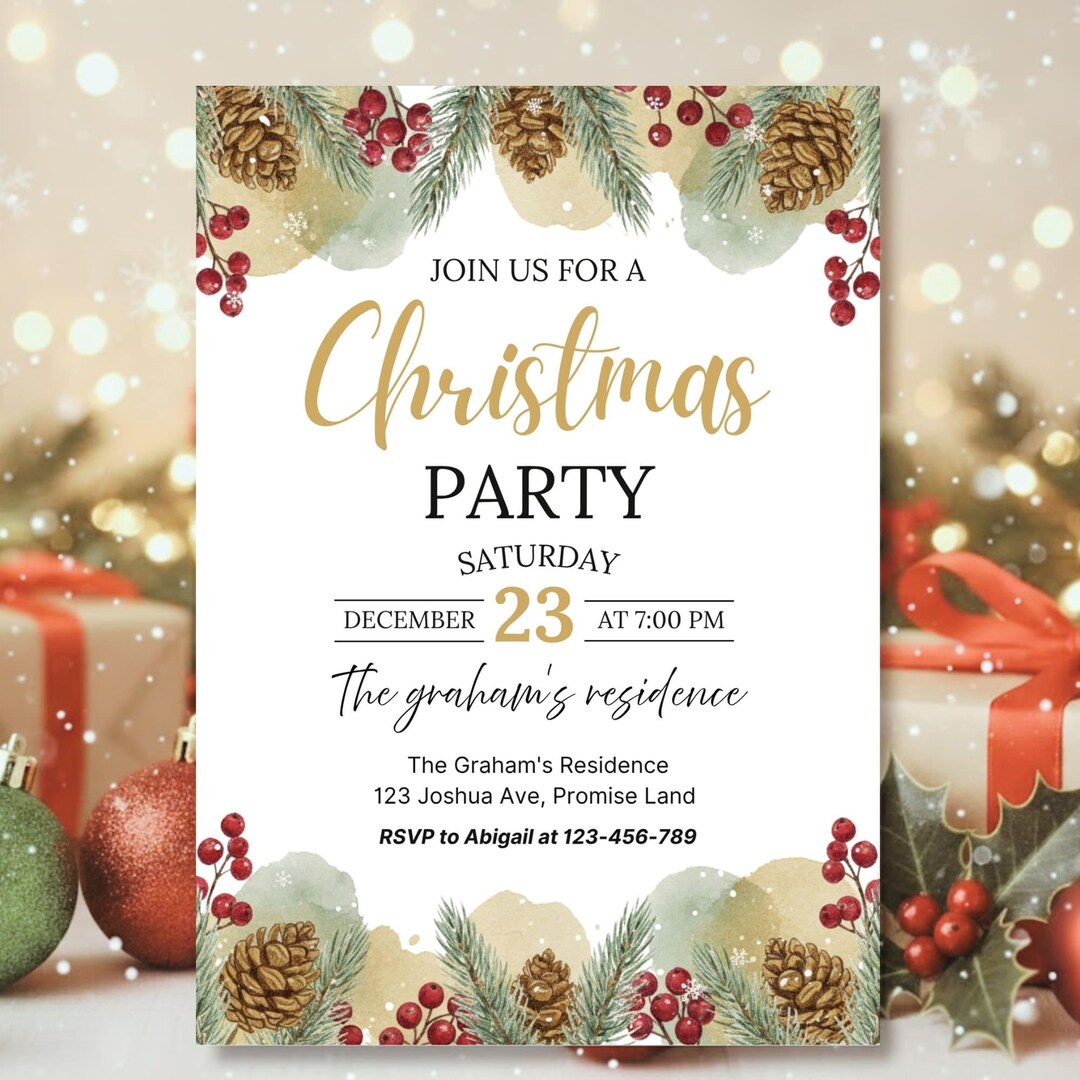 Editable Christmas Party Invitation, Printable Friendmas Holiday Invite ...