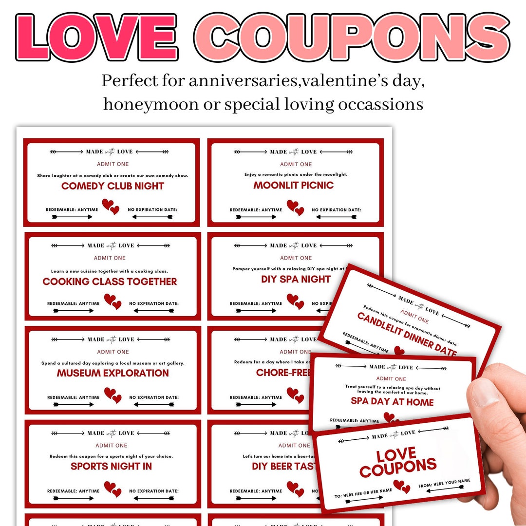 Customizable Love Coupon Book Printable Coupon Book, Valentine's Day ...