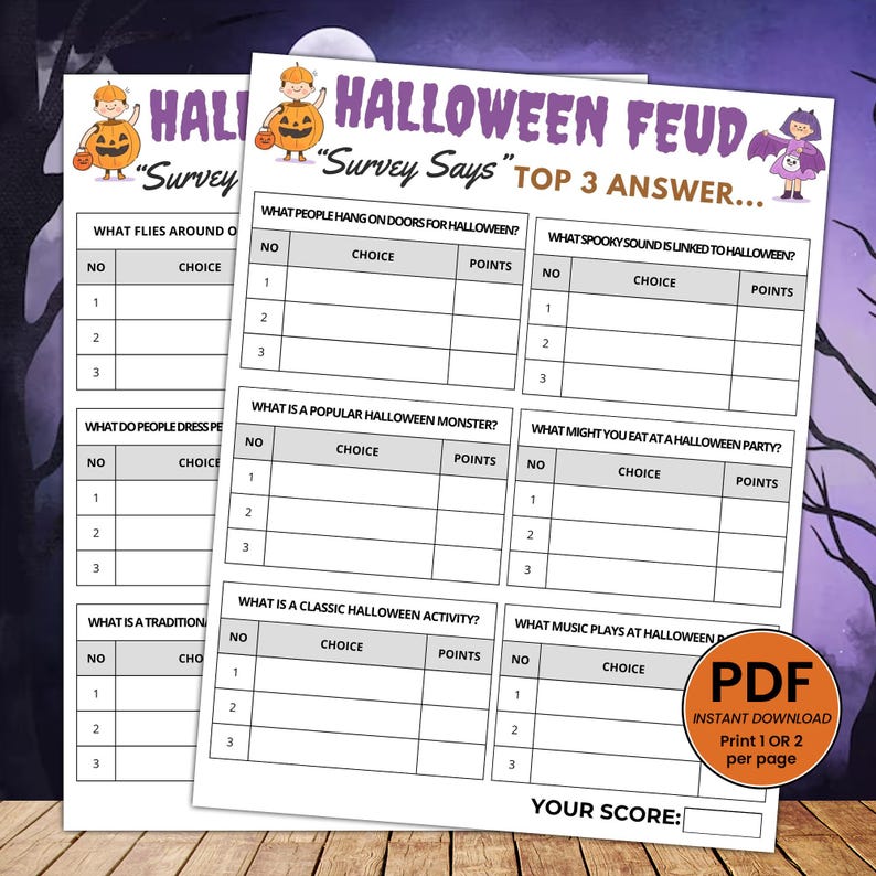 Halloween Friendly Feud Game | Office Party Halloween Game | Family ...
