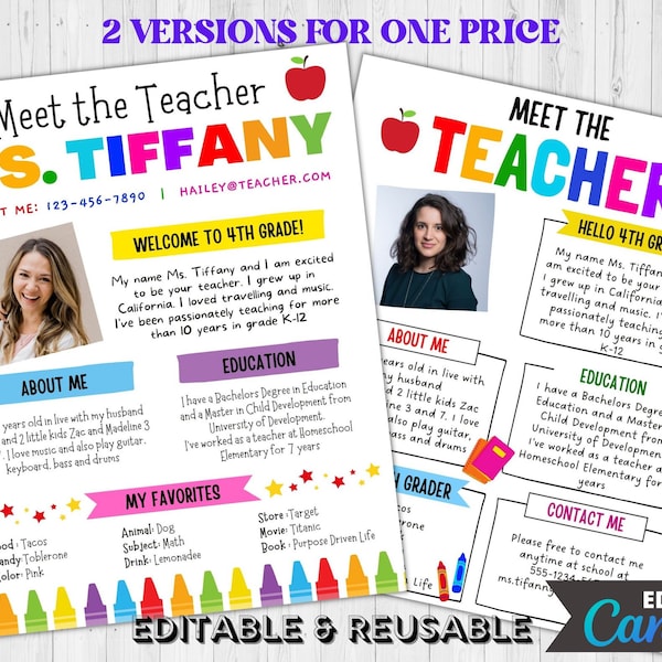 Meet the Teacher Template - Etsy