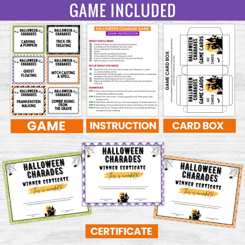 Halloween Charades Game, Spooky Fun (instant Download) - Etsy