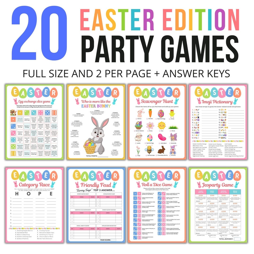 20 Easter Games | Easter Game Bundle| Printable Easter Party Games ...