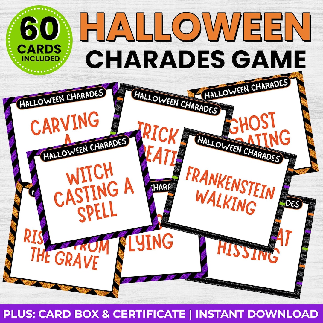 Halloween Games, Halloween Charades, Halloween Party Games, Printable ...