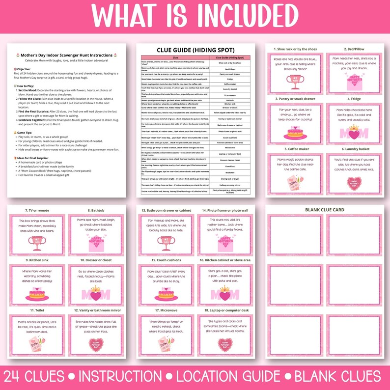 Mother’s Day Scavenger Hunt Printable | Mothers Day Activity | Rhyming ...