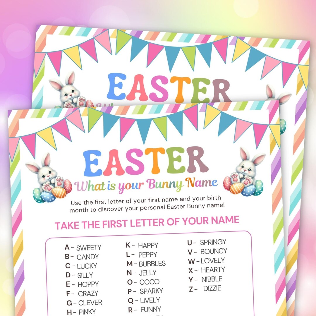 Easter Games | What's Your Bunny Name | Printable Easter Name Game ...
