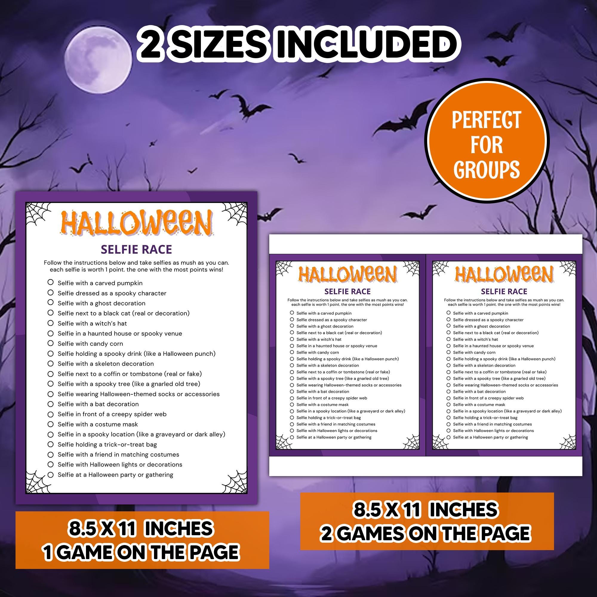 Halloween Selfie Photo Scavenger Hunt, Printable Halloween Game, Teen ...