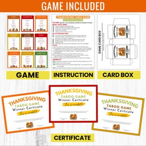 Thanksgiving Taboo Game, Printable Fall Activity, Thanksgiving Party ...