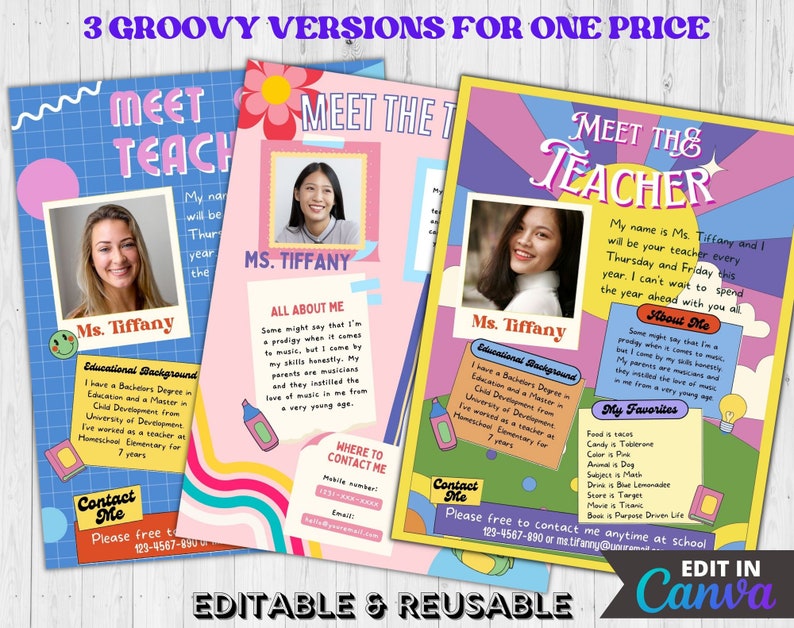 Meet the Teacher Editable Template Groovy, All About Me Teacher, Back ...